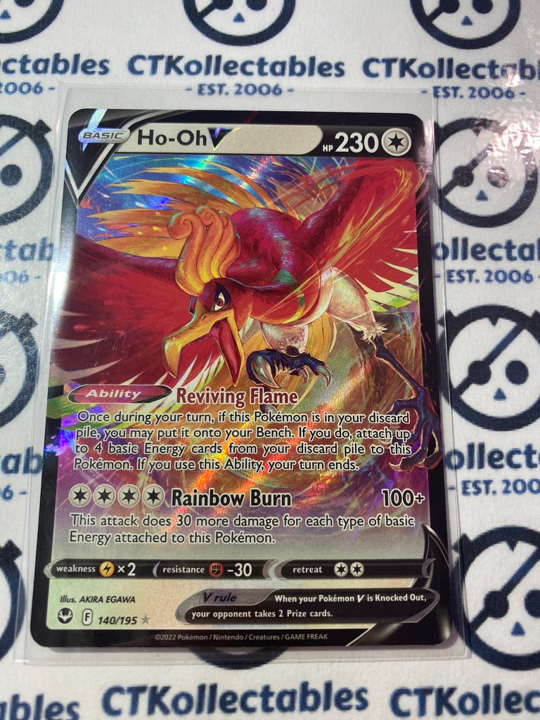 Ho-oh V Ultra Rare #140/195 2022 Sword & Shield Silver Tempest Pokemon – CTKollectables