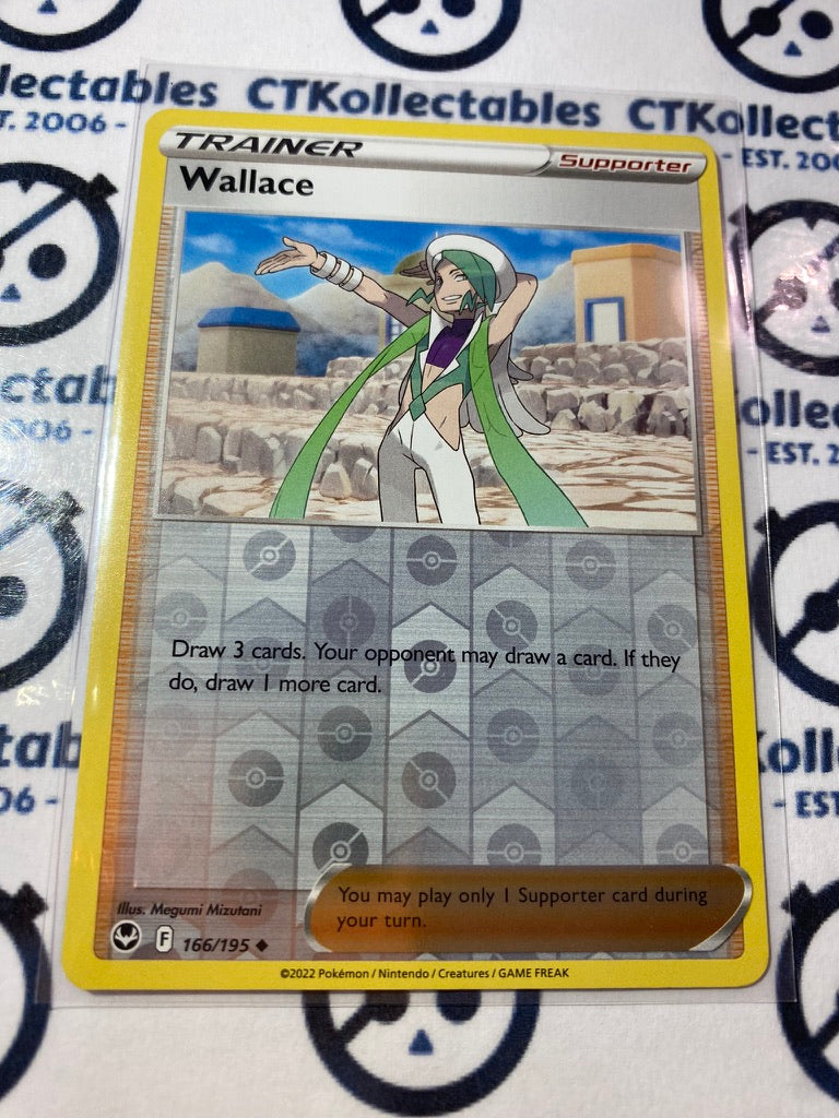 Wallace Trainer Reverse Holo #166/195 2022 Sword & Shield Silver Tempe ...