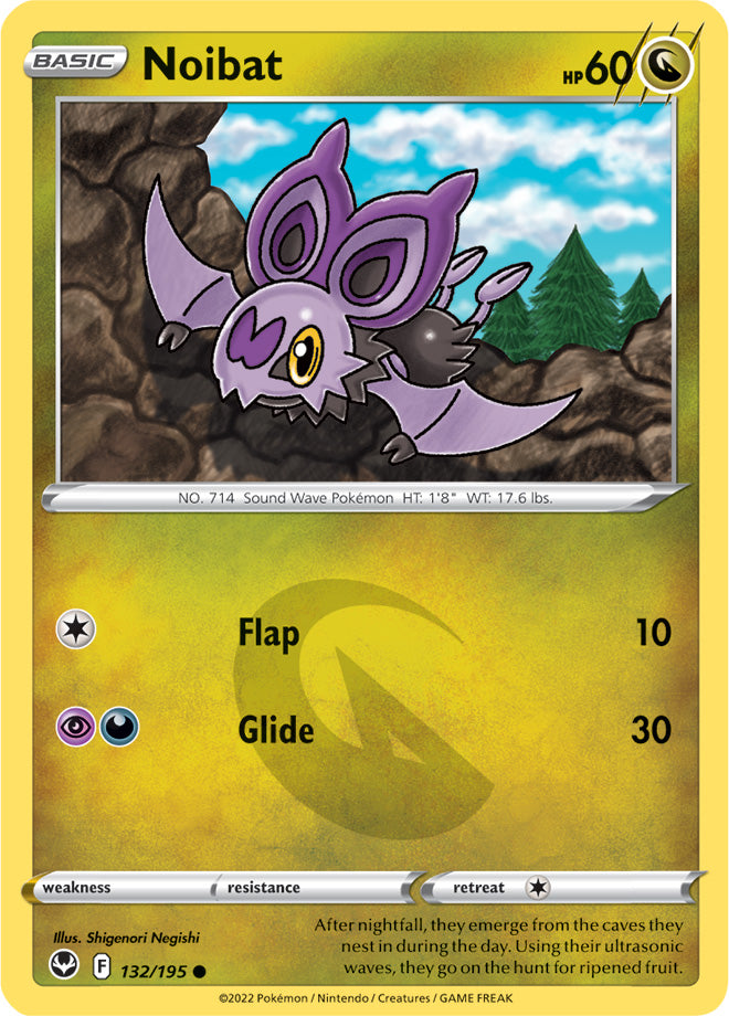 Noibat Base Card #132/195 2022 Sword & Shield Silver Tempest Pokemon C ...