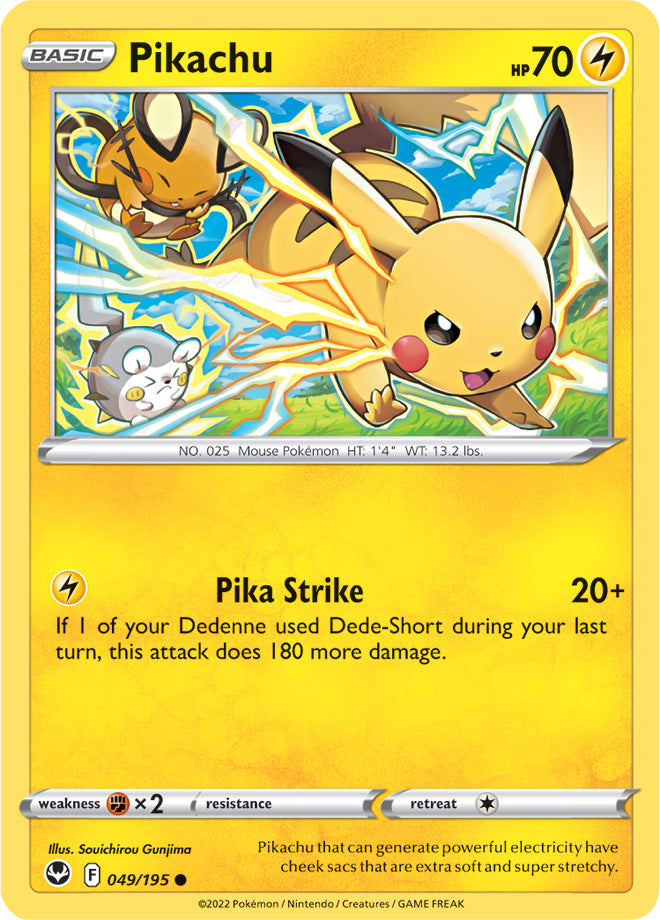 Raichu Base Card #050/195 2022 Sword & Shield Silver Tempest Pokemon C ...
